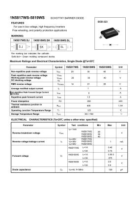 China TDSEMIC 1N5819W SL-TD0.66MIL Surface Mount Schottky Barrier Rectifier for High Frequency Applications for sale
