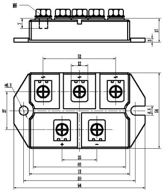 China Robust three phase bridge rectifier YANGJIE MD130S08M5 with 800 volt vrrm and 900 volt vrsm ratings for sale