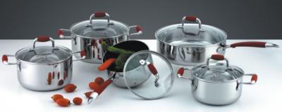 China 0.6mm thickness Stainless steel Tri-ply cookware set SHTP-10-0906 for 10pcs for sale