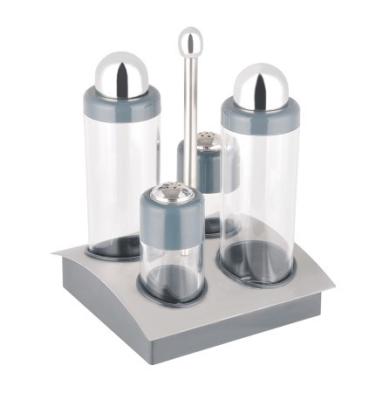 China 4Pcs Square Base Condiment bottle set SHKT-9211,Glass and Stainless steel for sale