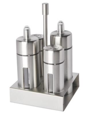 China 4Pcs Square Base Condiment bottle set SHKT-9203,Stainless steel seasoning bottle for sale