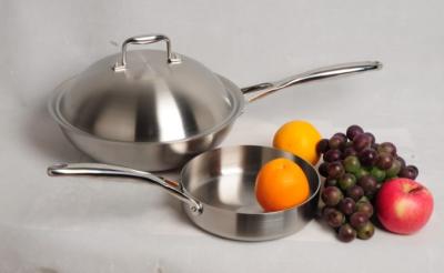 China wok and frying pan,3Pcs Stainless steel tri-ply cookware SHONLI-F-02,Thickness 2.5mm for sale