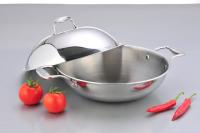 China 2Pcs 3-ply stainless steel cookware wok SHSW-1008 for sale