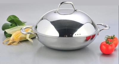 China 2Pcs 3-ply stainless steel cookware wok SHSW-1006 for sale