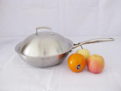 China High quality Stainless steel wok,thickness 2.5mm with cast iron handle SHOLS-4028L for sale