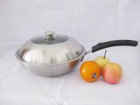 China 3-Ply Stainless steel wok,thickness 2.5mm with cast iron handle SHOLS-4030L for sale