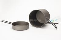 China Titanium cookware set, soup pot and frying pan/camping cookware set for sale