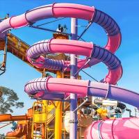 China Fiberglass 304 Steel Looping Water Slides Thrill Slide Water Park Equipment Spiral Water Slide Body Raft for sale