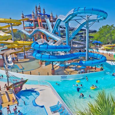China Fiberglass 304 Steel Looping Water Slides Thrill Slide Water Park Equipment Spiral Water Slide Body Raft for sale