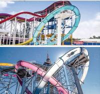 China Fiberglass 304 Steel Looping Water Slide 10-20m Height Thrill Slide Water Park Equipment for sale