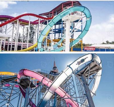 China Fiberglass 304 Steel Looping Water Slide 10-20m Height Thrill Slide Water Park Equipment for sale