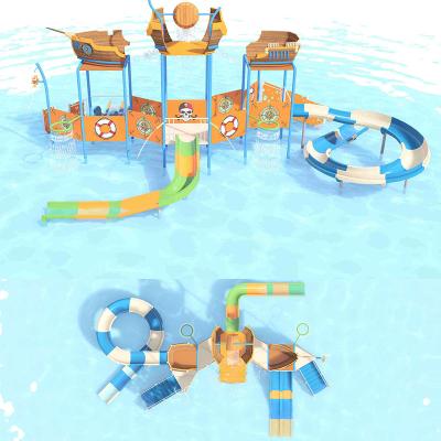 China Fiberglass Steel Kids Water Park Slide Splash Pad Interactive Playground 0.8-18m Height for sale