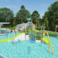 China Kids Interactive Water Slide Splash Pad Stainless Steel Fiberglass Water Playground 0.8-18m Height for sale