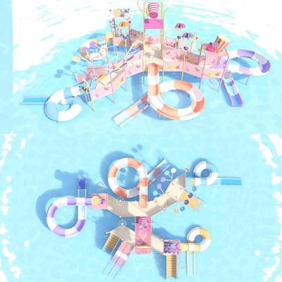 China Fiberglass Stainless Steel Interactive Water Park Splash Pad Playground 0.8-18m Height for sale