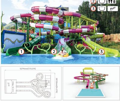 China Commercial Magic Carpet Water Slide 5-30m Platform Height Fiberglass Thrill Ride with Inflatable Mats for sale