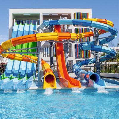 China Spiral Water Slide 14.7m Platform 4-Person Raft Ride Water Park Attraction for sale