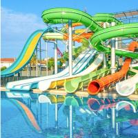 China Spiral Water Slide 14.7m Platform 4-Person Raft Fiberglass Stainless Steel Water Park Slide for sale