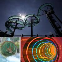 China 304 Stainless Steel FRP Black Hole Water Slide 14m-20m Diameter Commercial Water Park Attraction for sale