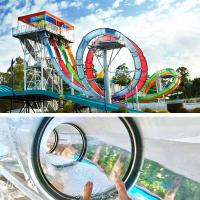 China Black Hole Water Slide 304 Stainless Steel FRP Inflatable Raft Body Ride 12m-17m Platform Height for sale