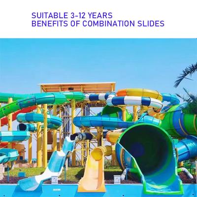 China Commercial Kids Water Slide Combination Spiral Straight Wave 1m Width 0.8-18m Height for sale