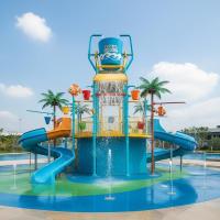 China Large Water Tipping Bucket 142cm x 150cm x 430cm for Splash Pad and Water Park Play Feature for sale