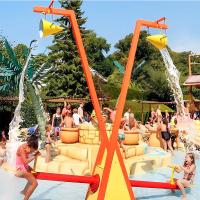 China 304 Stainless Steel Tip Bucket Seesaw 285x96x300cm Commercial Splash Pad Water Park Accessory for sale