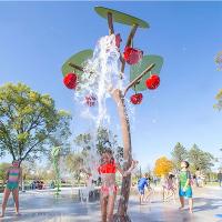 China Commercial Splash Pad Cherry Tree 6 Bucket Water Play Feature 304 Stainless Steel 270x240x430cm for sale