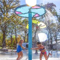 China Commercial Splash Pad Rotating Waterfall 360 Degree SS304 150x150x260cm Water Park Play Feature for sale