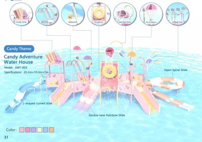 China SWT-002 Candy Theme Water House Custom FRP Water Playground Equipment Interactive Water Play for sale