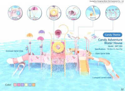 China  Candy Theme Water House SWT-003 | Compact FRP Water Park Playground  Interactive Water Play Childrens Splash Pad Water Slide Splash Park Equipment for sale