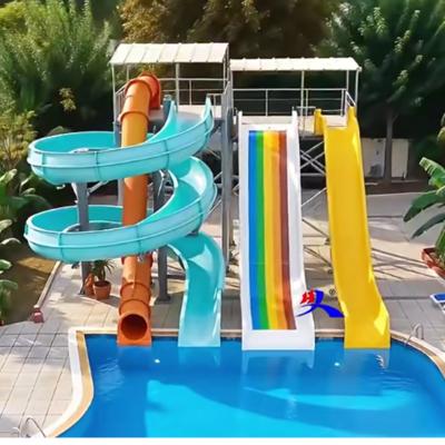 China 6m Combined Water Slides  FRP 304 Stainless Steel Commercial Aqua Fun Slide Water Park Custom Design for sale