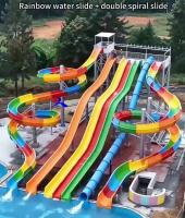 China Rainbow Water Slide Double Spiral Water Slide One Combo Multi-Lane Racing Thrills FRP 304 Stainless Steel for sale