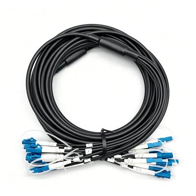 China Customized Pre-terminated Armored Fiber Patch Cable 6 12 24 Fibers LC SC Connector OS2 Single Mode 5.0mm Black Outdoor Cable for sale