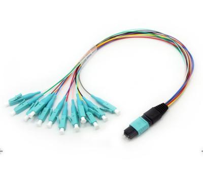 China 8/12 Cores MPO-LC OM3 Fiber Cables breakout Patch Cable MPO LC Harness Cable 0.9mm 2.0mm LSZH for sale