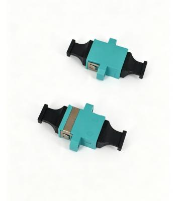 China MPO to MPO 8 12 24 OM3 OM4 Fiber Optic Adapter MPO Coupler SC Type Aqua Color with Flange for sale