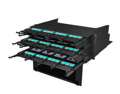 China 4U 576 Cores MTP MPO -LC Patch panel ODF Chassis enclosure Sliding type with Cassettes for sale