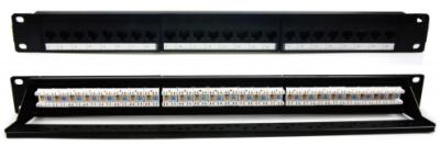 China TW-NWP-01+KJ04 19/1U UTP CAT5E/CAT6 Patch Panel 24 Ports, 3*8 Ports With Back Bar, Dual IDC Type for sale