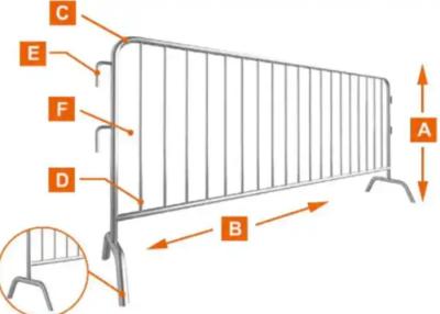 China 5000N Heavy Duty Galvanized Crowd Control Barrier Road Safety Traffic Barricade 1.1x2.5m for sale