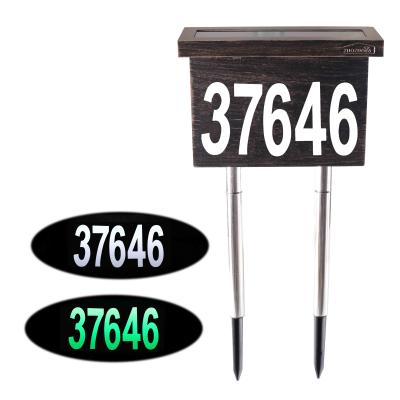 China Dual Use Solar House Numbers Light 2 Lighting Modes Address Sign Light up House Numbers at Night Plaque Stake Outdoor Lights for sale