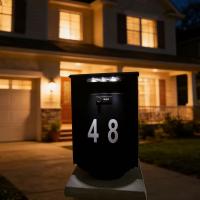 China Solar Powered Wall Mount Mailbox with Code Lock Post Mount Mail Box LED Light Modern Design Easy Installation Energy Saving for sale
