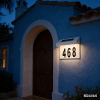 China Solar House Numbers Light Address Sign for House or Yard Light up House Numbers at Night Waterproof Metal Plaque Outdoor Lights for sale