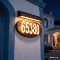 China Solar House Numbers Light Address Sign for House or Yard Light up House Numbers at Night Waterproof Metal Plaque Outdoor Light for sale