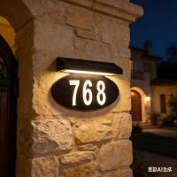 China Solar House Numbers Light Address Sign for House or Yard Light up House Numbers at Night Waterproof Metal Plaque Outdoor Light for sale