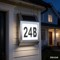 China Solar House Numbers Light Address Sign for House or Yard Light up House Numbers at Night Waterproof Metal Plaque Outdoor Light for sale