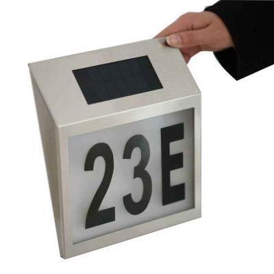 China Solar House Numbers Light Stainless Steel Address Sign for House or Yard Light up House Numbers at Night Plaque Outdoor Light for sale