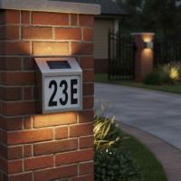 China Solar House Numbers Light Stainless Steel Address Sign for House or Yard Light up House Numbers at Night Plaque Outdoor Light for sale
