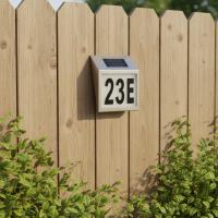China Solar House Numbers Light Stainless Steel Address Sign for House or Yard Light up House Numbers at Night Plaque Outdoor Light for sale