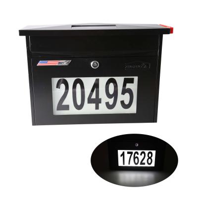 China Wall Mount Locking Mailbox Solar House Numbers Light Illuminated at Night Metal Address Numbers Mail Box Outdoor with Keys for sale