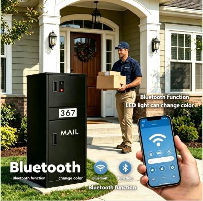 China Solar Address Mailbox with Video Intercom, Secure Package Receiver Cabinet for Home Courier Drop and Food Delivery for sale