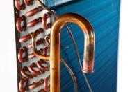 China Customized Copper Evaporator Coil Heat Exchanger with 1.4~2.0mm Fin Space and 21*12.7mm Hole Pitch for sale